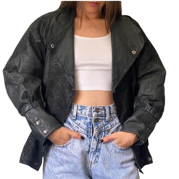 Winlit | Jackets & Coats | 8s Vintage Genuine Leather Bat Sleeve Zebra ...